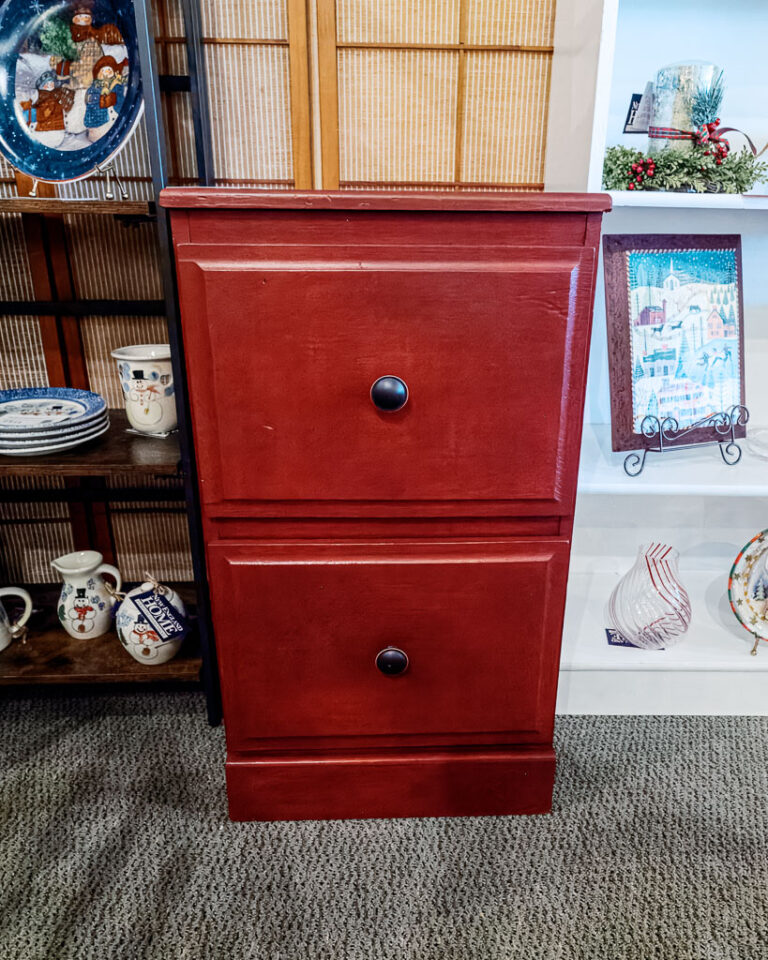 Painted Red File Cabinet | New England Home Furniture Consignment